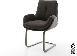 DELIFE Freischwinger Clea-Flex Materialmix Schwarz Freischwinger flach Effektfinish Titan, Esszimmerst&uuml;hle