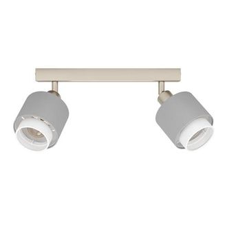 Eglo Deckenstrahler Bellizzi, Deckenlampe 2-fach, Deckenleuchte mit schwenkbaren Spots aus Textil in Grau und Wei&szlig;, Deckenspots mit E14 Fassung