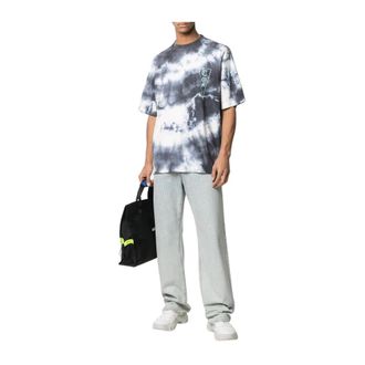 Marcelo Burlon Logo Tie-Dye Oversize T-Shirt - - Tops - Herren - Grau - S