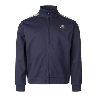 Aquascutum Navy Club Check Detail Track Top - - Sweatshirts & Hoodies - Herren - Blau - S