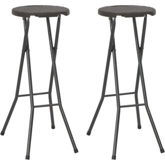 vidaXL Klappbare Barhocker 2 Stk. hdpe und Stahl Braun Rattanoptik Vidaxl