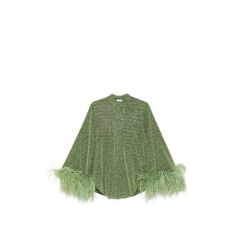 Os&eacute;ree Femme, Blouses et Chemises, Vert, Taille: 38/40 FR Lumi&egrave;re Plumage Shirt