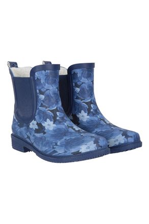 Mountain Warehouse Damen Stiefeletten aus Gummi - Wasserdichte Regenschuhe, weiches Wollfutter, pflegeleicht, flexible Gummistiefel f&uuml;r Damen - F&uuml;r Spazierg&auml;nge Dunkelbl