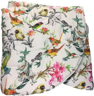 Ricami Fiorentini Baldi Winter-Steppdecke Eden, 300 g/m&sup2;, Satin, 100 % Baumwolle, Digitaldruck, F&uuml;llung aus hypoallergener Polyesterfaser, Motiv V&ouml;gel und Blumen, f&uuml;r Doppelb