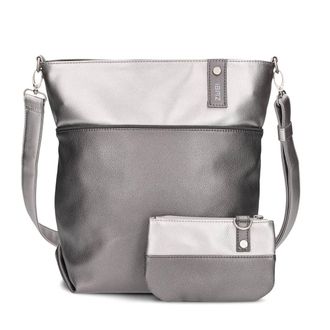 zwei Damen Umh&auml;ngetasche Jana J12 Crossbody Bag 9 L Handtasche Bicolor Canvas-Stil passender Kosmetikbeutel extra Schultergurt & Schl&uuml;sselband, Schultertas