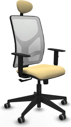 Piqueras y Crespo B&uuml;rostuhl mit 1D-Armlehnen, h&ouml;henverstellbarer Lendenwirbelst&uuml;tze und festem Kopfteil, ausgestattet mit Sincro 3 Positionen und Schneideschaum, Wei&szlig;/C