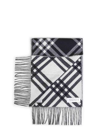 Burberry Womens Scarf Double-Face Cashmere Check Black Scarfs