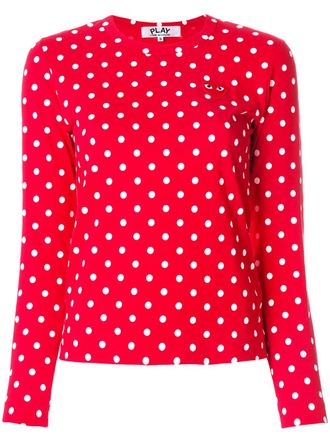 Comme Des Garçons polka dot heart logo T-shirt - 3 RED
