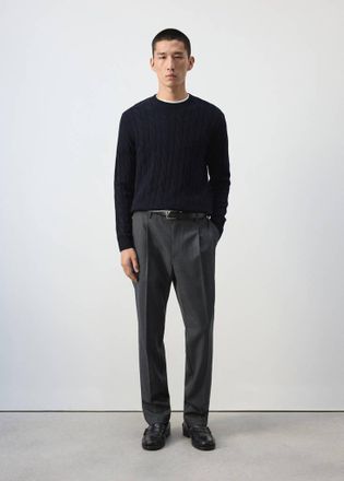 Mango Pantalon m&eacute;lange de laine regular fit &agrave; pinces gris anthracite - Homme - 38 - MANGO MAN