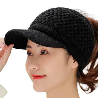 Generic Bonnet dhiver chaud en laine tricot&eacute;e avec visi&egrave;re extensible pour garder au chaud, couleur unie, automne et hiver, casquette de sport pour lext&eacute;rieur