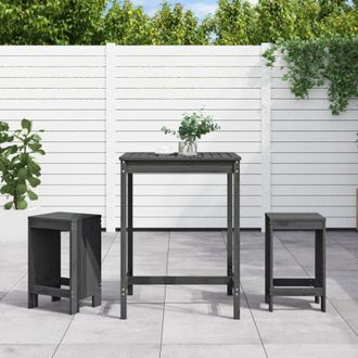 vidaXL 3-tlg. Gartenbar-Set Grau Massivholz Kiefer vidaXL
