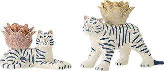 Bloomingville Rory Kerzenhalter, Weiá, Steingut, L14xH8,5xB7/L18xH13,5xB7,5 cm, 2er-Set