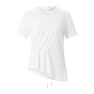 PESERICO Rundhals-T-Shirt mit Strassbesatz - - Tops - Damen - Wei&szlig; - L