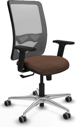 Piqueras y Crespo Zulema verstellbarer Lendenstuhl mit 2D-Armlehnen. Ausgestattet mit 3 Positionen und Schneidschaum. Mit Rollen von 65 mm Parkett. Grau/Dunkelbraun