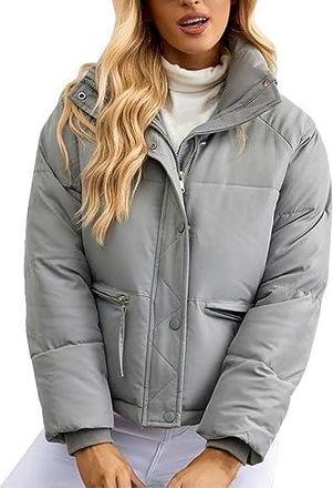 Generic Manteau Femme Bouclette Manteau Laine Femme Femmes Automne Et Hiver Loisirs Manches Longues Col Debout Court Couleur Unie Coupe Ajustée Couleur Unie V