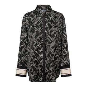 Bruuns Bazaar Shirt-Bluse mit dunklem Logo-Print - - Blouses & Shirts - Damen - Schwarzk - XS