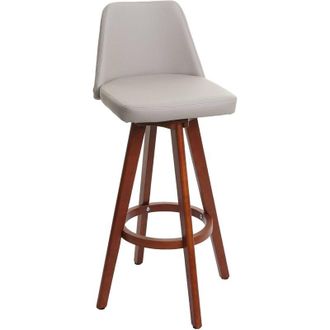 Hhg Barhocker HHG 569, Barstuhl Tresenhocker, Holz Kunstleder drehbar taupe