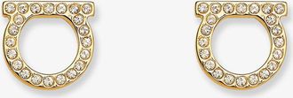 Ferragamo Gancini Crystals brass earrings - FERRAGAMO - gender_Woman