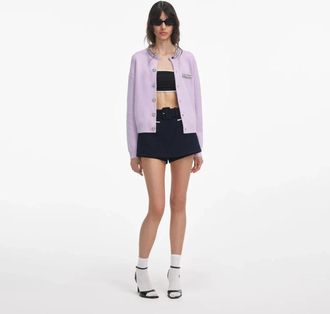 Self Portrait Femme, Pulls, Violet, Taille: 36 FR Cardigan en tricot