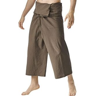 Generic Pantalon de p&ecirc;cheur pour homme - Pantalon large - Poche - Style gothique - Long - Pantalon de pirate - Taille &eacute;lastique - V&ecirc;tements viking - Pantalon 