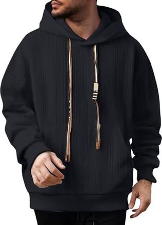 Generic Sweat &agrave; capuche blanc surdimensionn&eacute; pour homme 2026 | Design c&ocirc;tel&eacute; en tricot | Coupe d&eacute;contract&eacute;e | Qualit&eacute; sup&eacute;rieure | Sweat &agrave; capuche confortable