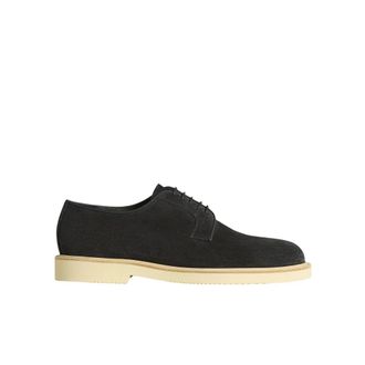 Kiton Homme, Chaussures, Noir, Taille: 42 EU Derby en daim de veau avec semelle en caoutchouc