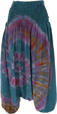 Guru Shop Batik Afghani Hose, Haremshose, Pluderhose Aladinhose - Blau, Damen, Synthetisch