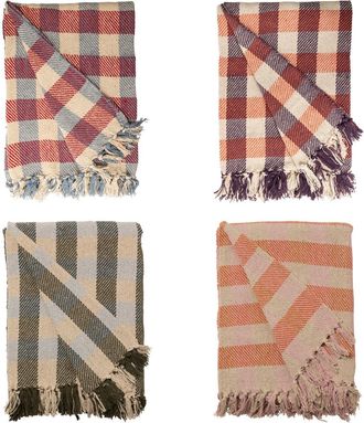 Au Maison Decke Überwurf Würfel 100% Baumwolle 130x180 cm Skandinavisch (Blau-Rot)