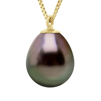 Ateliers Saint Germain Halskette echte kultivierte Tahiti-Perle Birne 9-10 mm