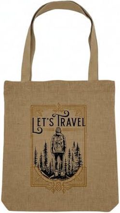 Fabulous Sac Shopping Tote Bag Aspect Lin - Lets Travel Backpacker Foret Nature Voyage - Sac de Courses Toile Epaisse 360g Beige Naturel Cabas Port&eacute; Epaule Sol