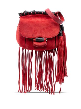 Gucci petit sac &agrave; bandouli&egrave;re Bambou Nouveau Fringe en cuir (2016-2025) - Rouge