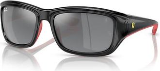 Ray-Ban Rb4405m Scuderia Ferrari Collection Sonnenbrillen Schwarz Auf Rot Fassung Silber Glas 59-19