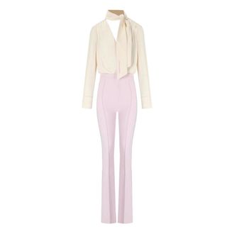 Elisabetta Franchi Georgette Jumpsuit in Rosa und Creme - - Jumpsuits & Playsuits - Damen - Rosa - M