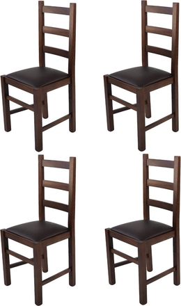 Tommychairs Tommychairs - 4er Set Stühle Rustica, Robuste Struktur aus Buchenholz, in der Farbe Dunkles Nussbraun lackiert und gepolsterte Sitzfläche mit Kunstled