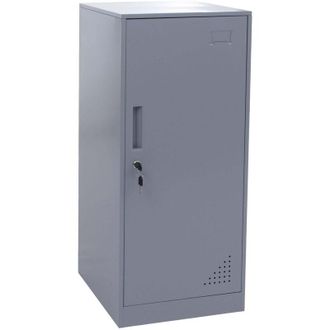 Hhg Spind HHG-503, Schlie&szlig;fach Wertfachschrank Schlie&szlig;fachschrank T&uuml;r Kleiderstange, 90x38x45cm Stahl grau