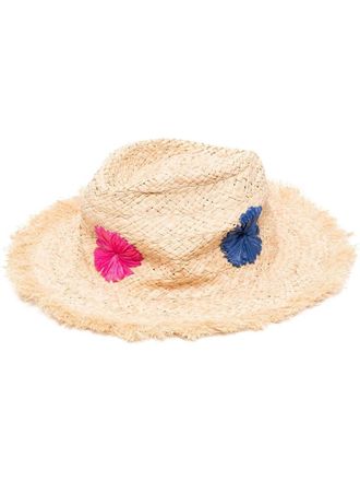 Paul Smith Chapeau de paille &agrave; broderie florale Paul Smith