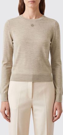 Tory Burch Rundhalspullover aus reiner Wolle mit gesticktem Logo und Rippb&uuml;ndchen