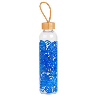 Cambridge Silversmiths CM06992 Rainforest Trinkflasche, 750ml BPA-frei Wasserflasche mit Bambusdeckel und Trageschlaufe, wiederverwendbar und auslaufsicher Glasflasche f&uuml;r S