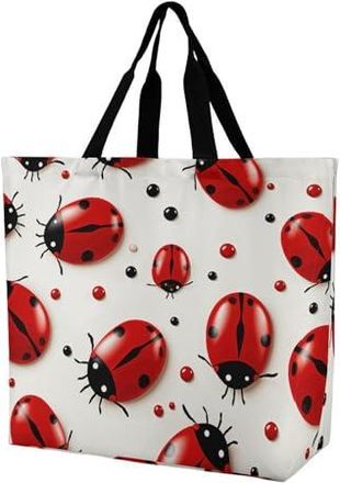 Generic Ladybug Rouge Sac Fourre Tout L&eacute;ger Tote Bag Grand Sac Cabas Pour Universit&eacute; Quotidienne Voyage
