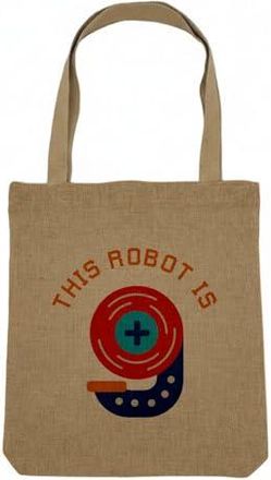 Fabulous Sac Shopping Tote Bag Aspect Lin - This Robot is 9 Celebration Birthday Party Gift Mechanic Machine - Sac de Courses Toile Epaisse 360g Beige Naturel 