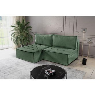 KAISER Bohoo Mini modernes Ecksofa mit Schlaffunktion Hellgrün Links