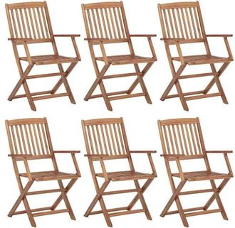 vidaXL Lot de 6 Chaises Pliables de Jardin, Sièges de Terrasse, Chaises de Balcon, Meubles de Patio Extérieur, Bois dAcacia Solide