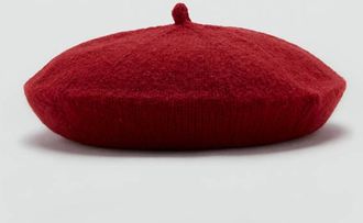 Mango Bonnet en laine m&eacute;lang&eacute;e rouge - Femme - Taille unique - MANGO