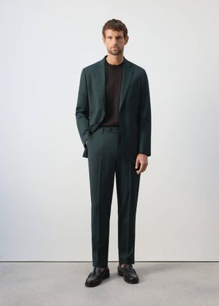 Mango Veste costume Turin 100 % laine vierge vert fonc&eacute; - Homme - 46 - MANGO MAN