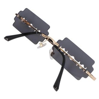 Garneck Lunettes de Soleil D&eacute;coratives Creuses en M&eacute;tal Grises C1 L&eacute;g&egrave;res F&ecirc;te Halloween Accessoires dExt&eacute;rieur Originaux et Amusants 1 Paire