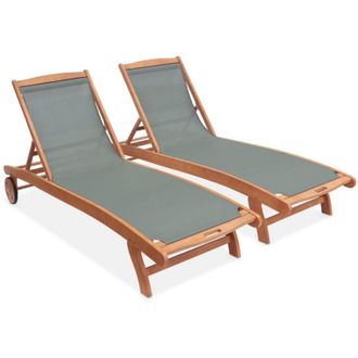 Sweeek 2er-Set Sonnenliegen aus Holz