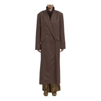 Uma Wang UMA Wang - Manteau crois&eacute; en laine vierge - Femme - Manteaux - Brun - Taille: 36 FR