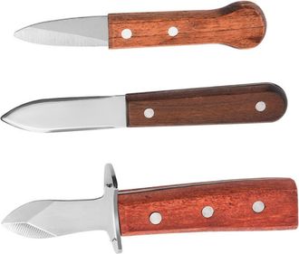 SOLUSTRE 3stücke Austernschneider Aus Edelstahl Austernschneidewerkzeug Mit Holzgriff Austernöffner Für Muscheln Und Meeresfrüchte Langlebig Und Praktisch