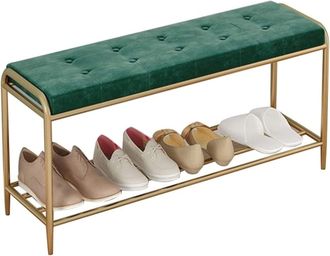 Generic Schuhbank Im Nordischen Stil for Eingangsbereich, Flur, Schlafzimmer Mit Eisenrahmen (4060/80 X 20 X 45 cm, Grau)(Green,60 * 20 * 45cm)