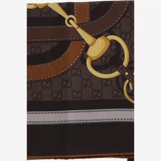 Gucci Silk Twill Foulard Scarf - Brown